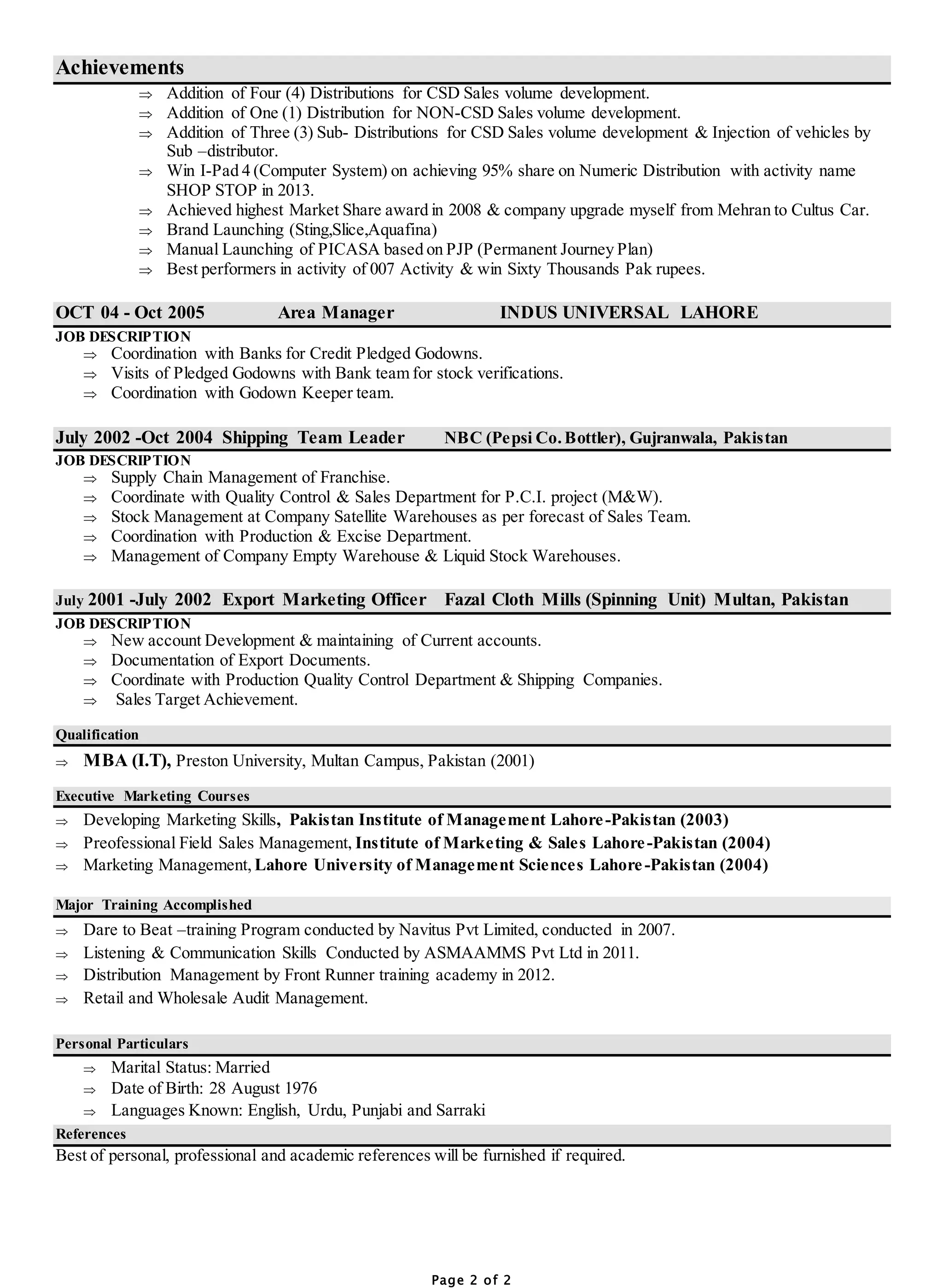 Resume Sajjad Hussain Malik | DOCX