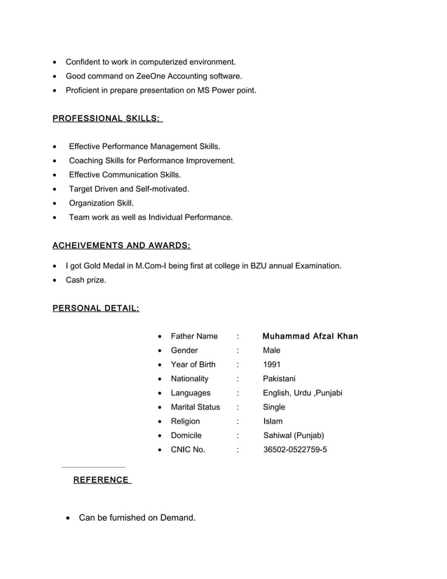 Ali Numan CV... | DOC | Business Accounting & Finance | Business