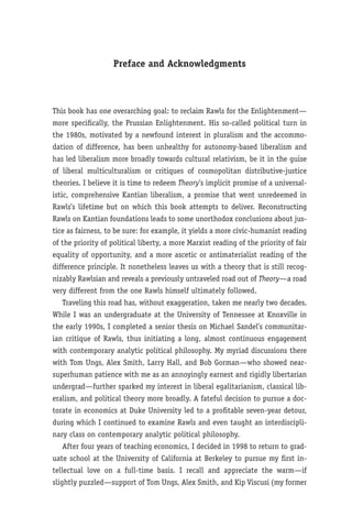 Reconstructing Rawls The Kantian Foundations Of Justice As Fairness ...