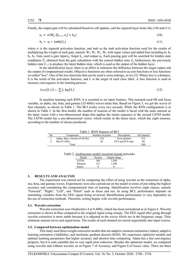 Brain Computer Interface Of Focus And Motor Imagery Using Wavelet And Recurrent Neural Networks