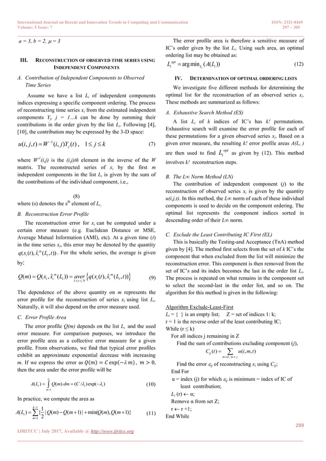 Reconstruction of Time Series using Optimal Ordering of ICA Components | PDF | Physics | Science