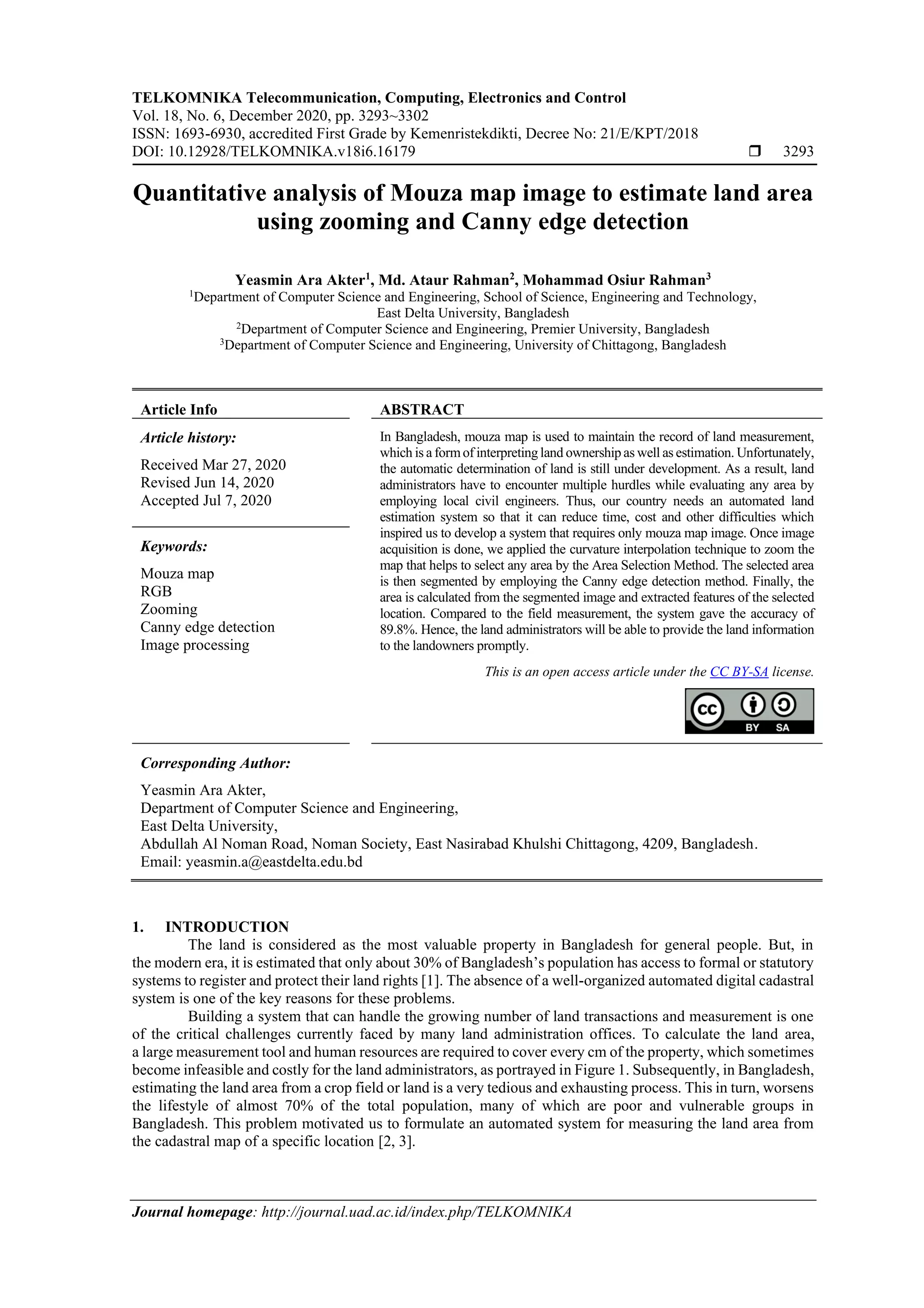 Quantitative analysis of Mouza map image to estimate land area using zooming and Canny edge ...