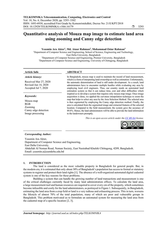 Quantitative analysis of Mouza map image to estimate land area using zooming and Canny edge ...