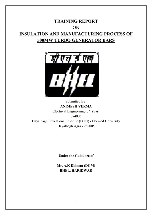 BHEL REPORT ............Hv fun friends | PDF