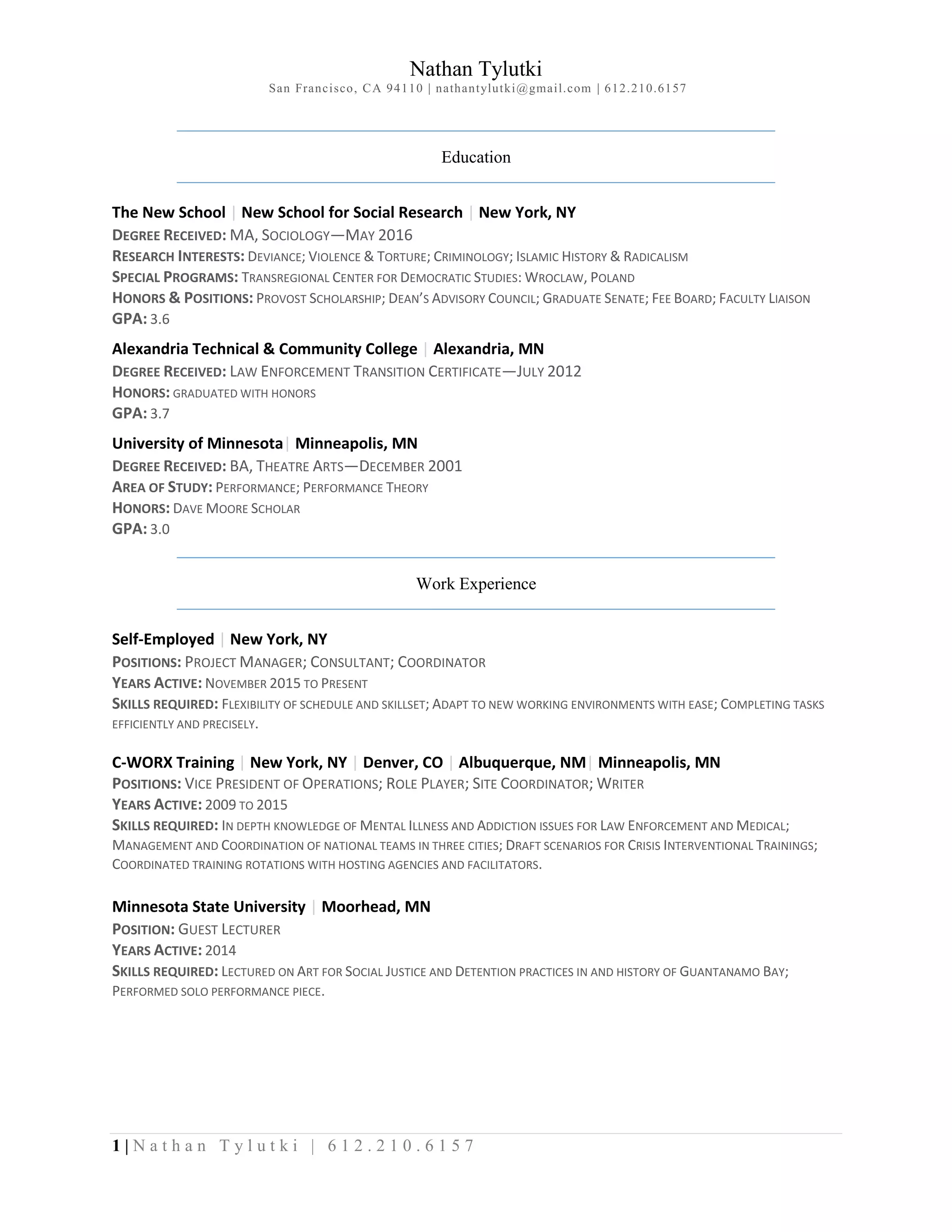 Online resume | PDF