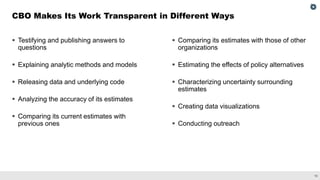 CBO’s Role in the Federal Budget Process and Its Work Assessing Climate ...