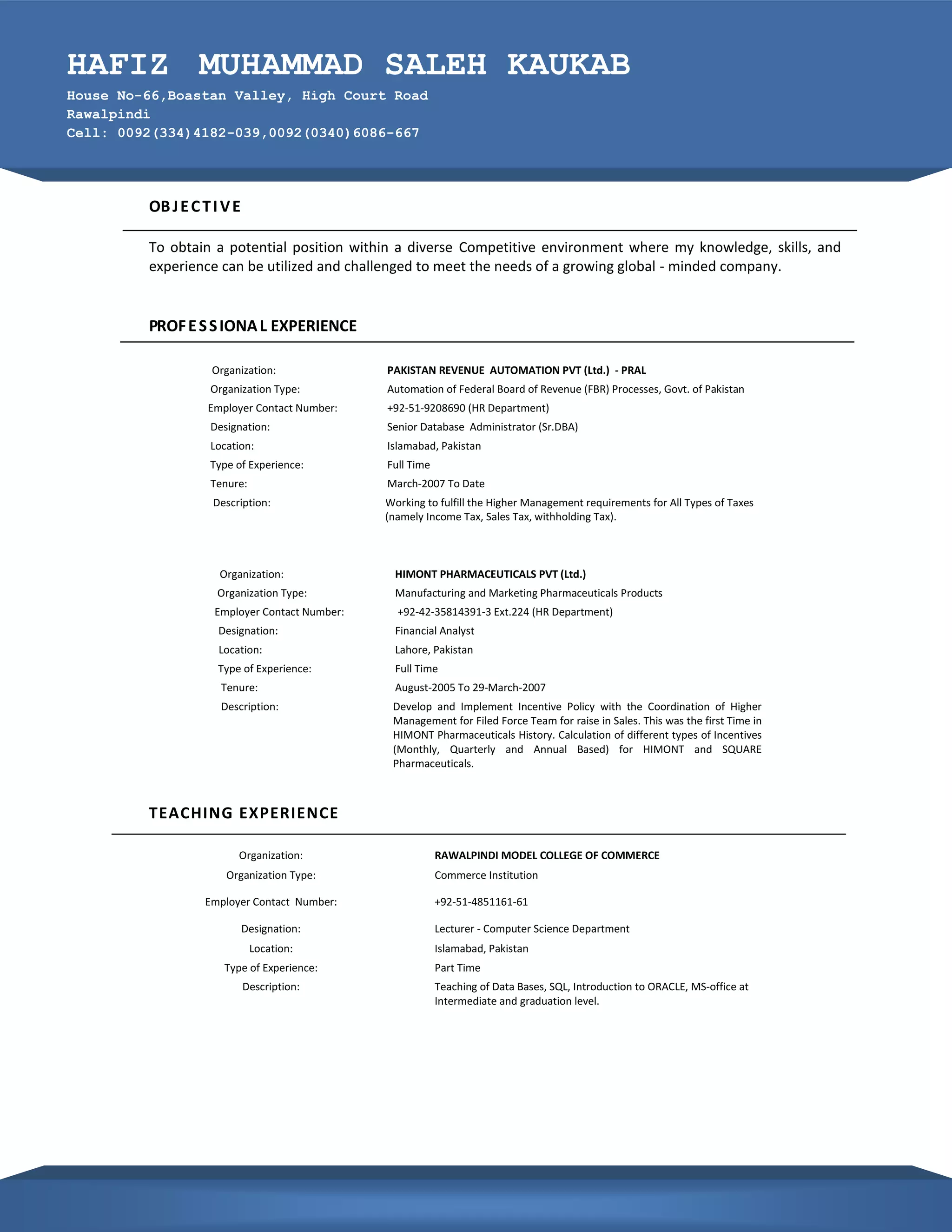 Hafiz Resume | PDF