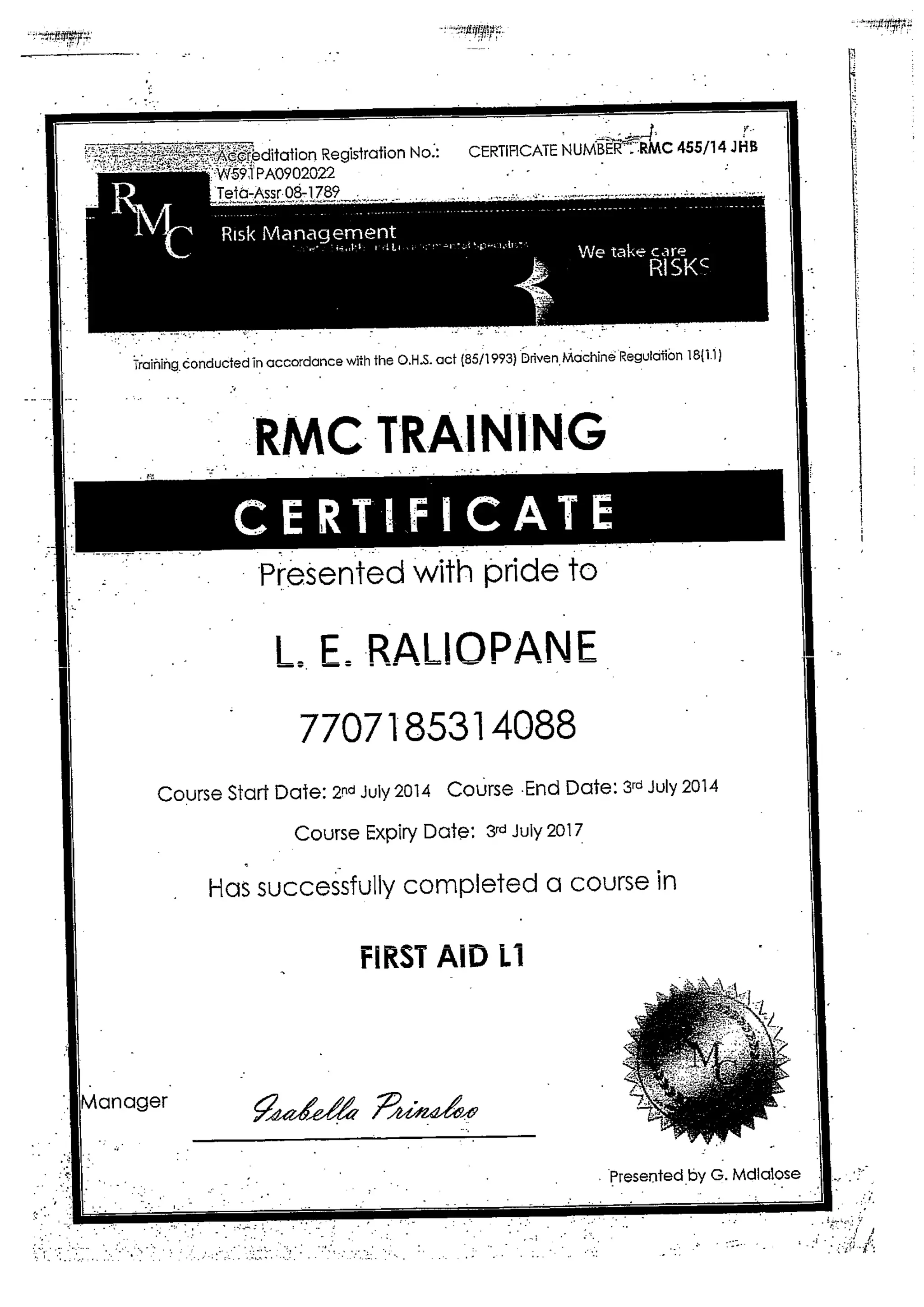 Letuba Erick Raliopane's cv | PDF