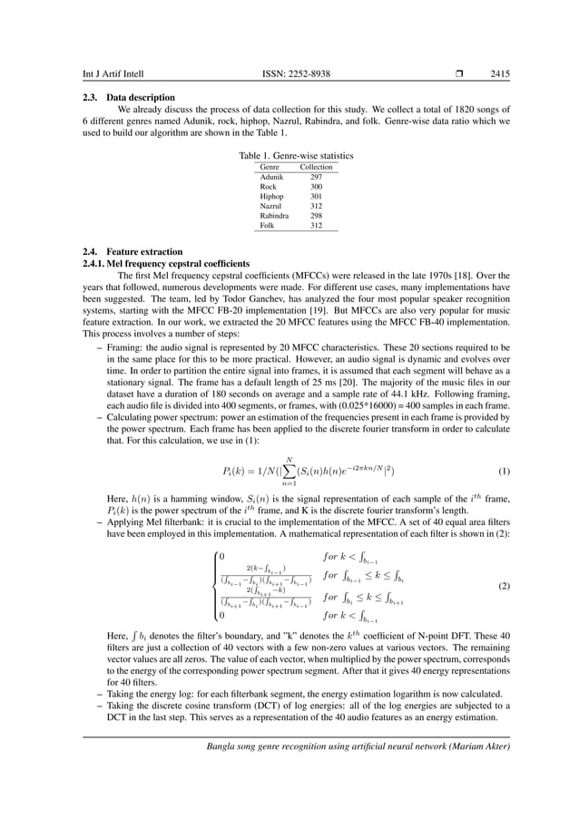 Bangla song genre recognition using artificial neural network | PDF