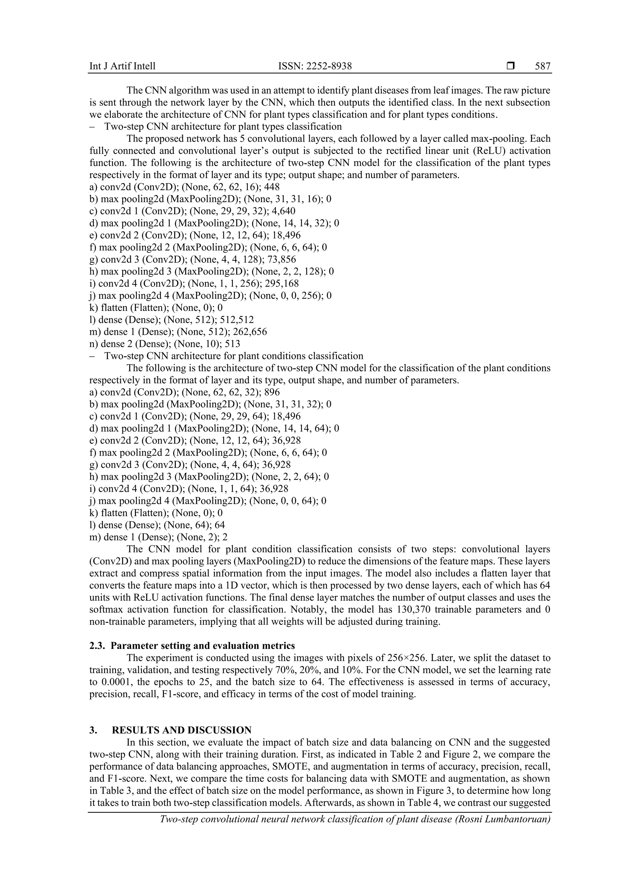 Two-step convolutional neural network classification of plant disease | PDF