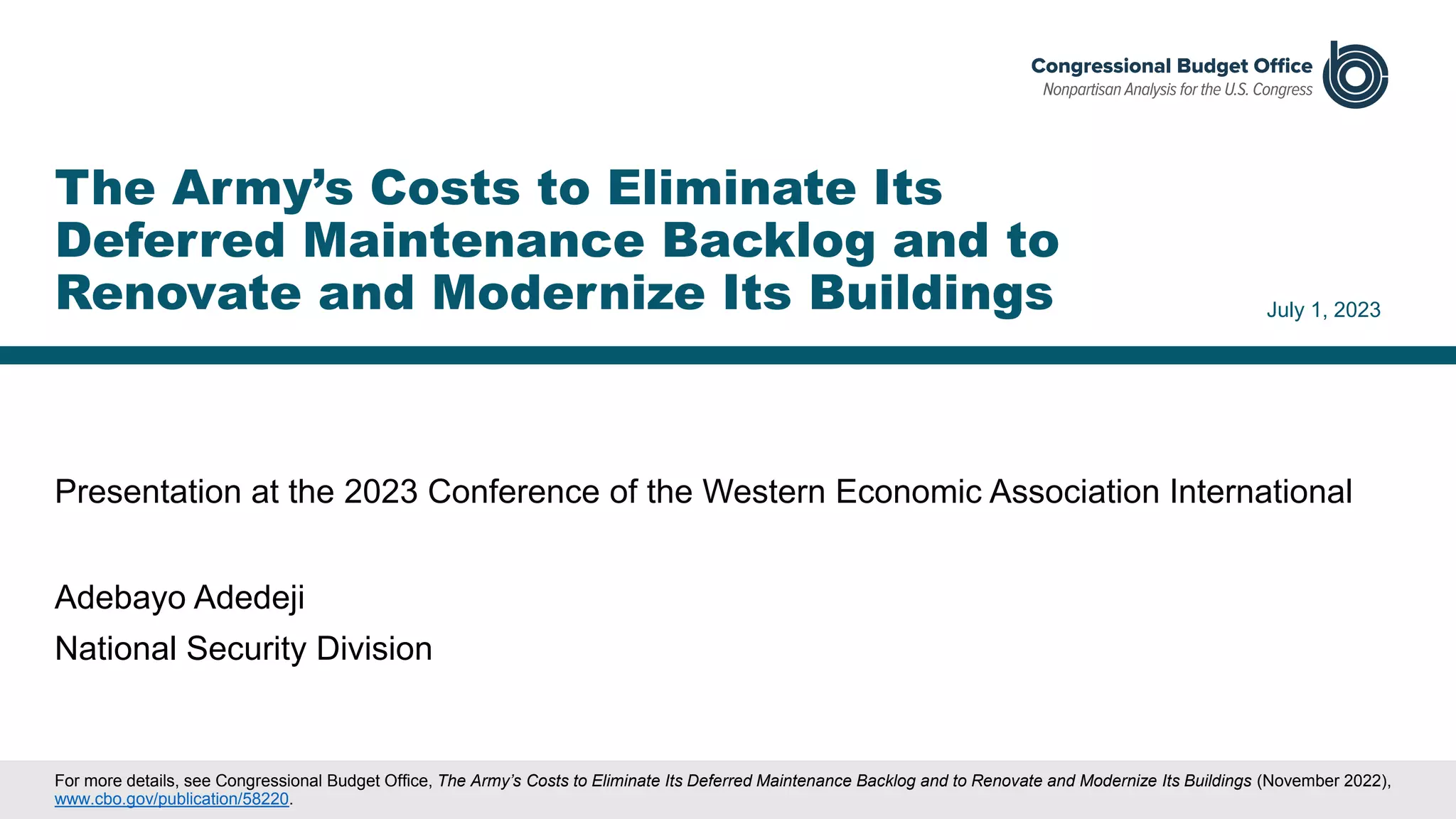 The Army’s Costs to Eliminate Its Deferred Maintenance Backlog and to ...