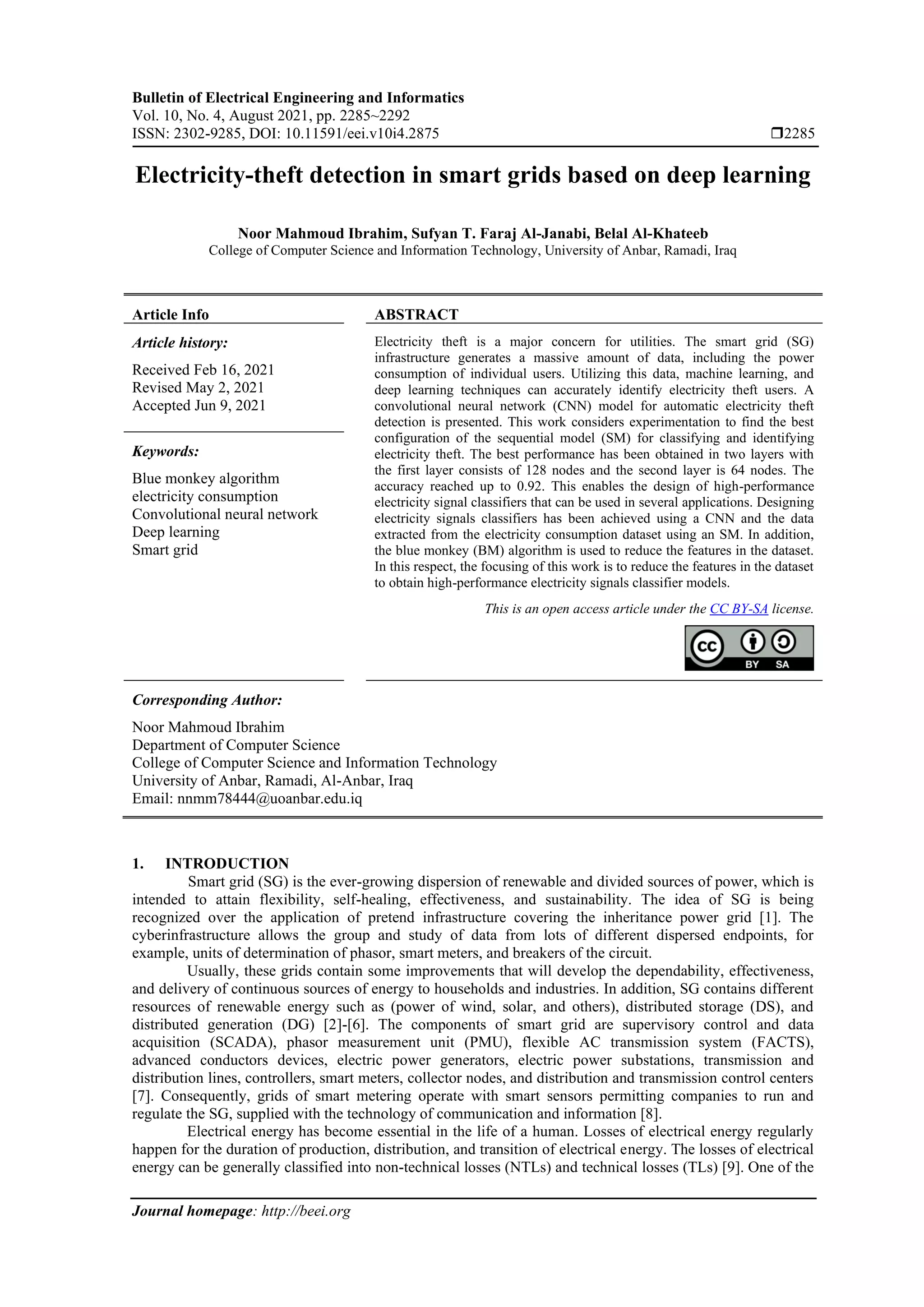 Deep Learning Detects Electricity Theft In Smart Grids Pdf