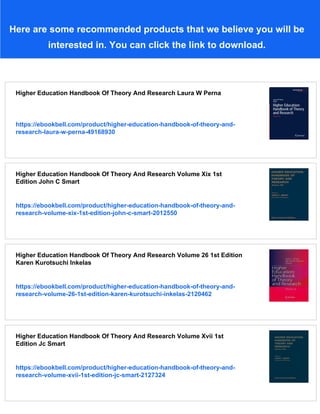 Higher Education Handbook Of Theory And Research 1st Ed Laura W Perna | PDF
