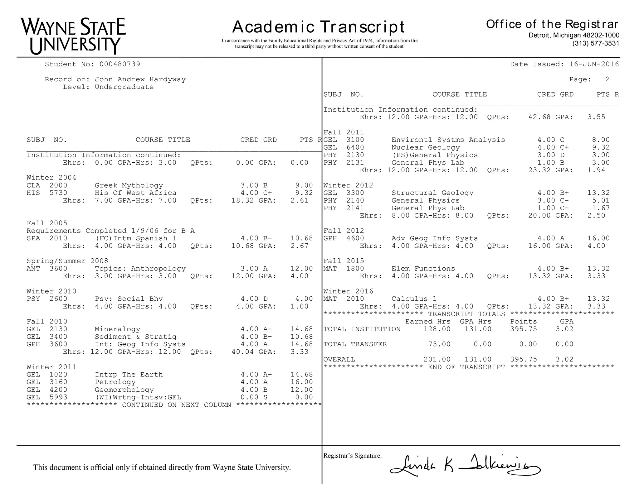 Official transcript | PDF