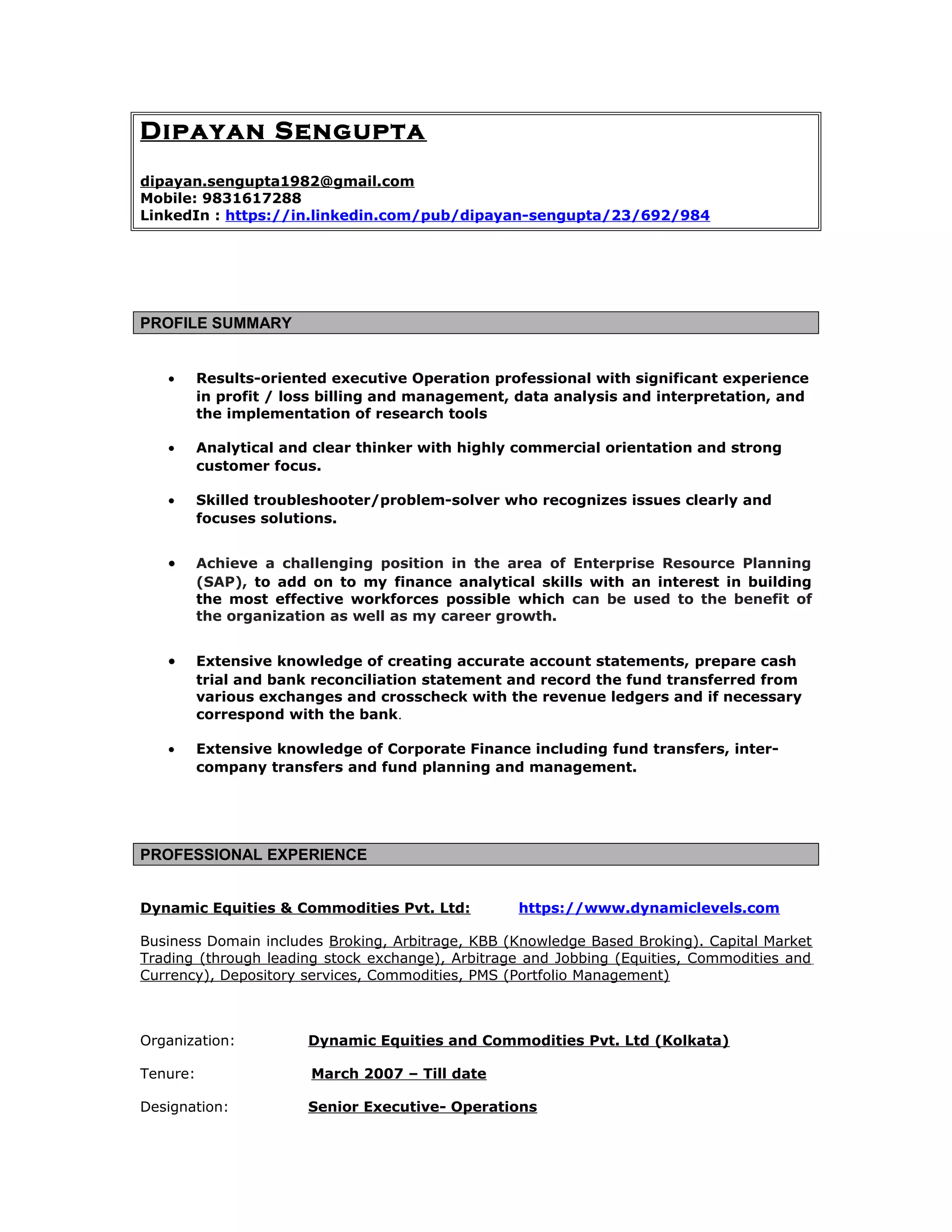 Dipayan Resume | PDF