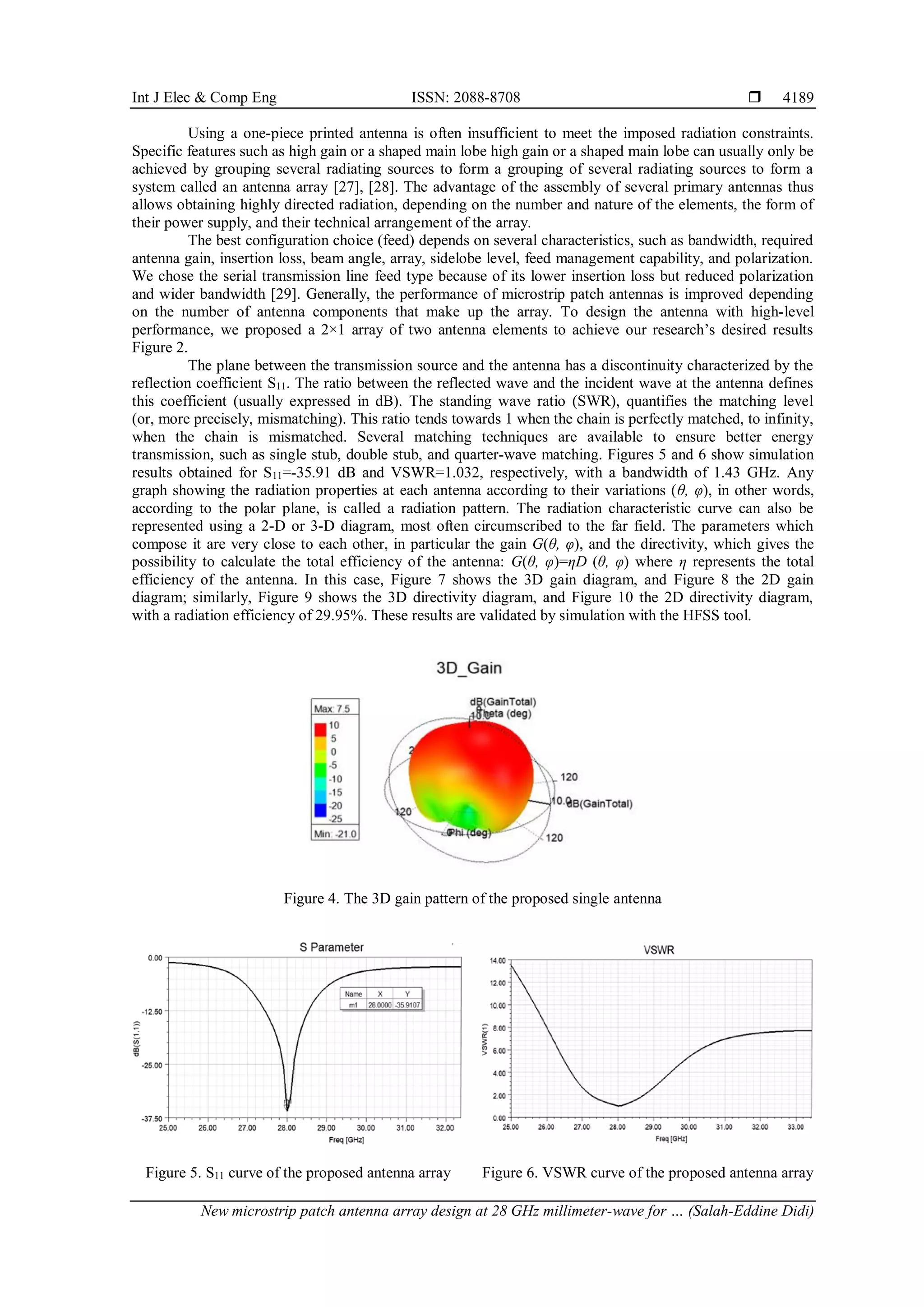 New microstrip patch antenna array design at 28 GHz millimeter-wave for fifth-generation ...
