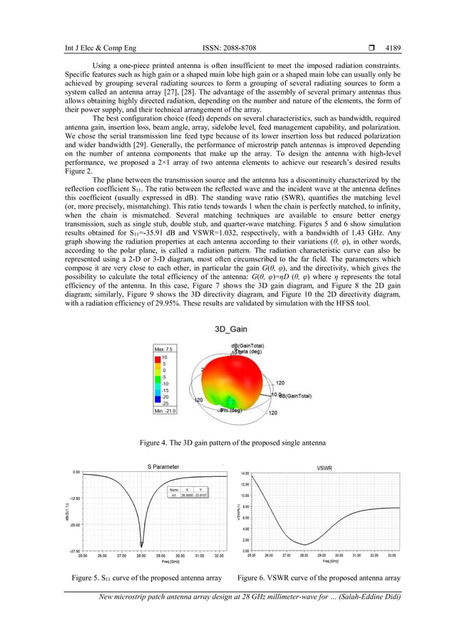 New microstrip patch antenna array design at 28 GHz millimeter-wave for fifth-generation ...