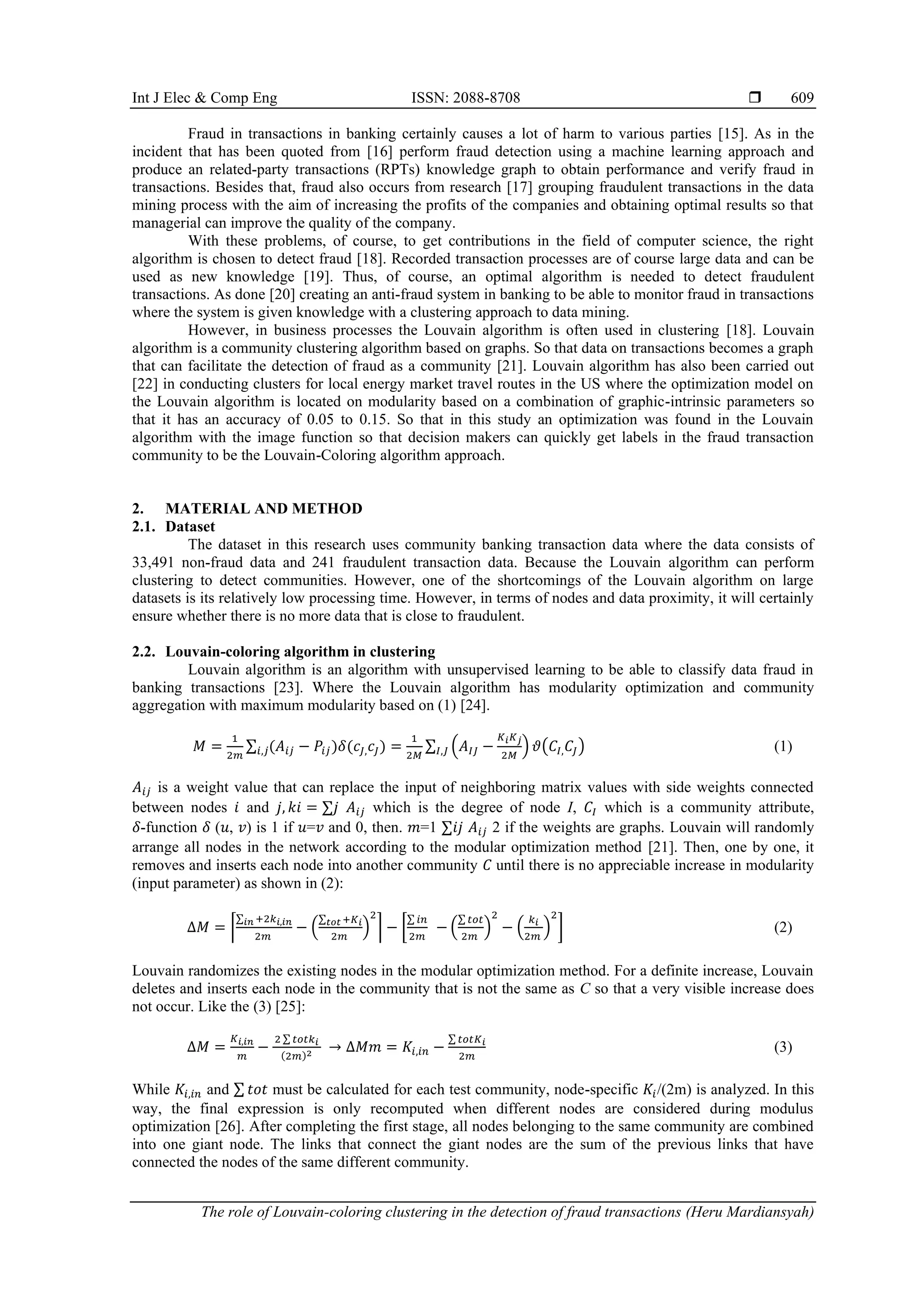 The role of Louvain-coloring clustering in the detection of fraud ...