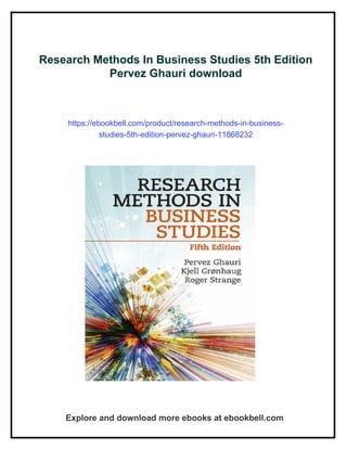 Research Methods In Business Studies 5th Edition Pervez Ghauri | PDF
