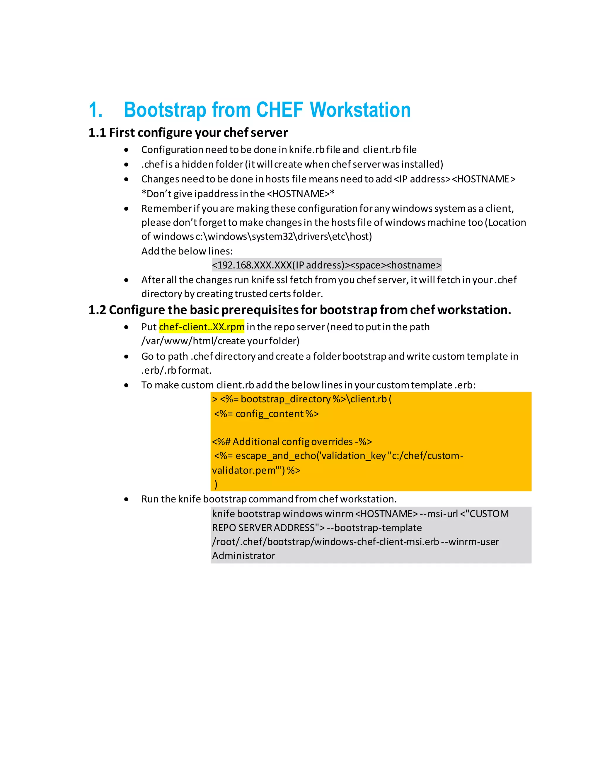 Bootstrap from CHEF Workstation | PDF