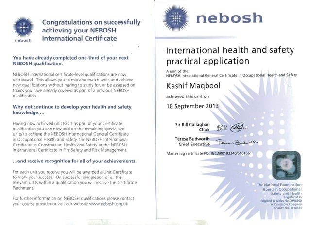 NEBOSH (IGC) ALL certificates final | PDF | Education