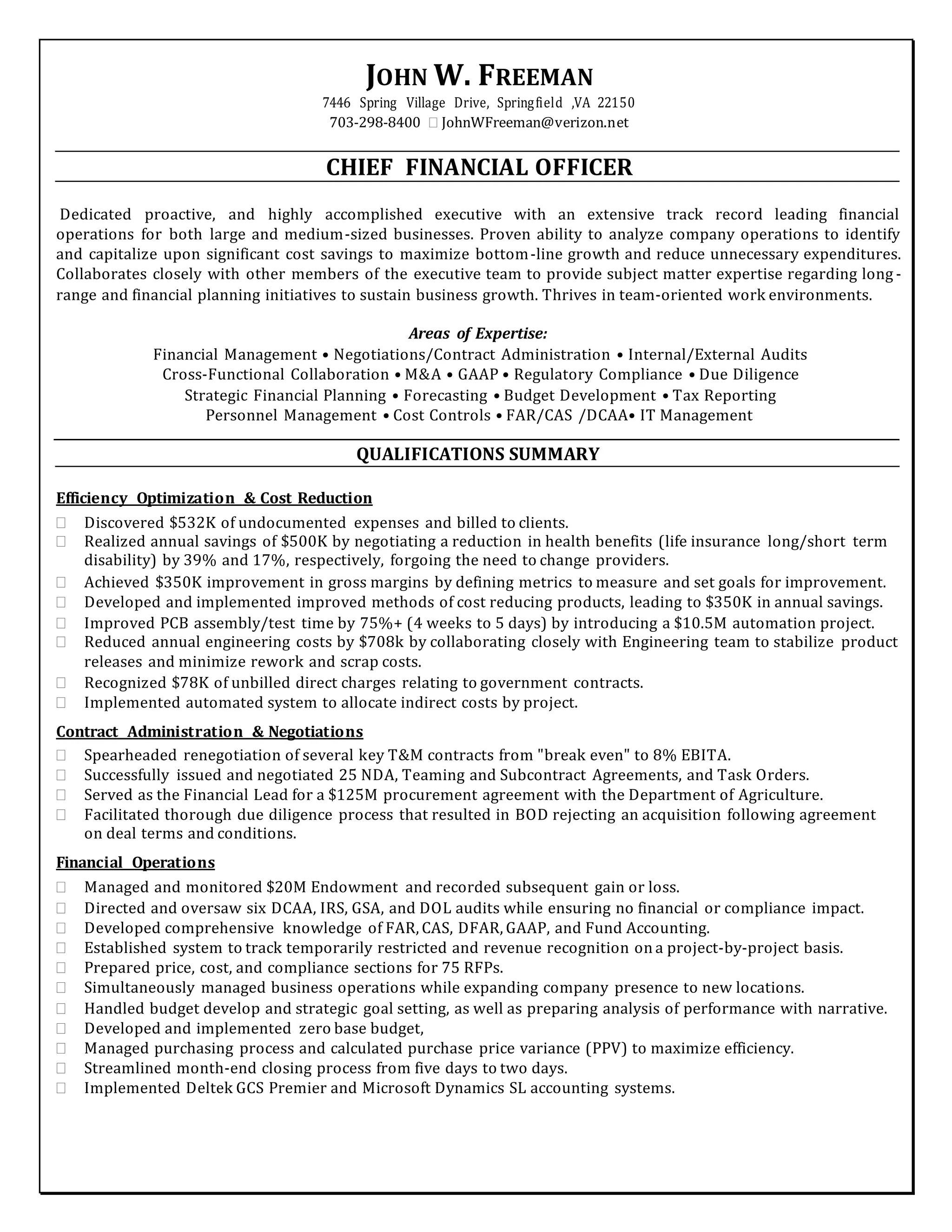 JohnWFreeman Resume | DOCX | Business Administration | Business