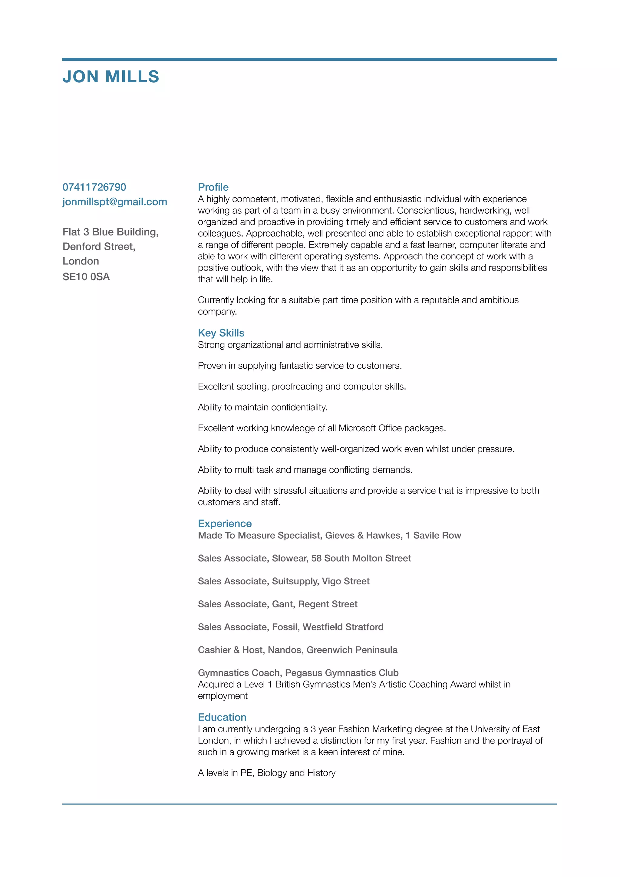 Official Jon Mills CV | PDF | Career Advice | Careers