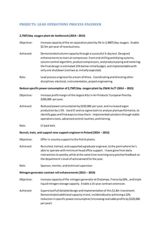 Projects - Lead operations process engineer | PDF