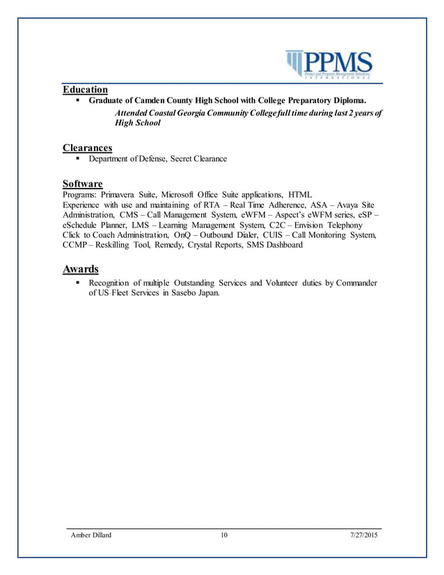 Amber Dillard_Resume | PDF | Free Download