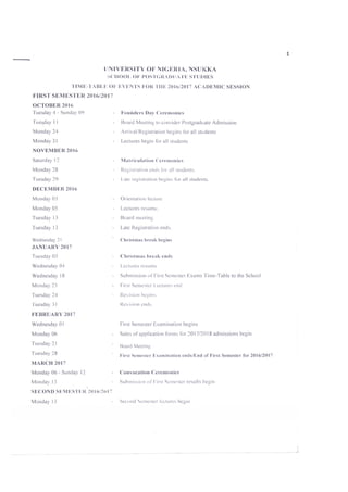 unn time table of events spgs1 | PDF