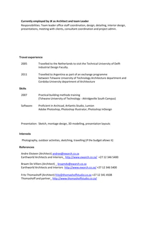 danie steenkamp CURRICULUM VITAE (1) | PDF