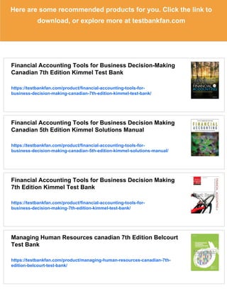 Financial Accounting Tools for Business Decision-Making Canadian 7th ...