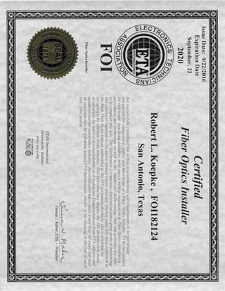 ETA International Fiber Certification 2016 | PDF