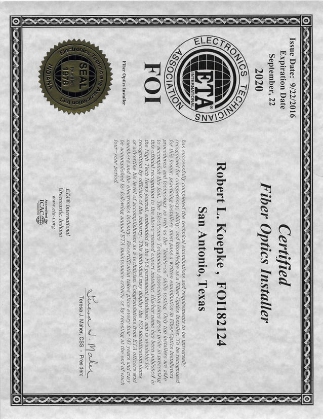 ETA International Fiber Certification 2016 | PDF