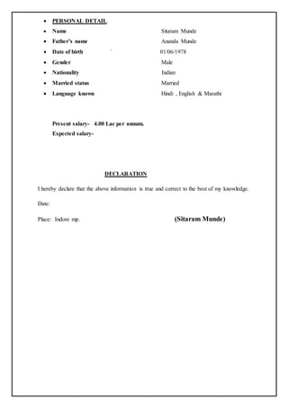 Sitaram munde Resume | DOCX