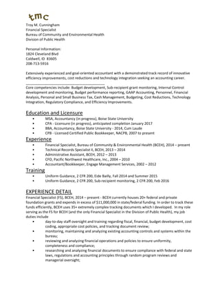 Resume Troy M. Cunningham | PDF