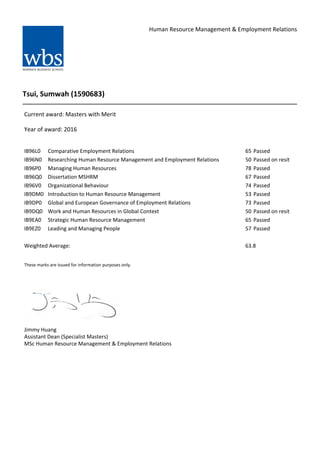 Master Transcript Pdf