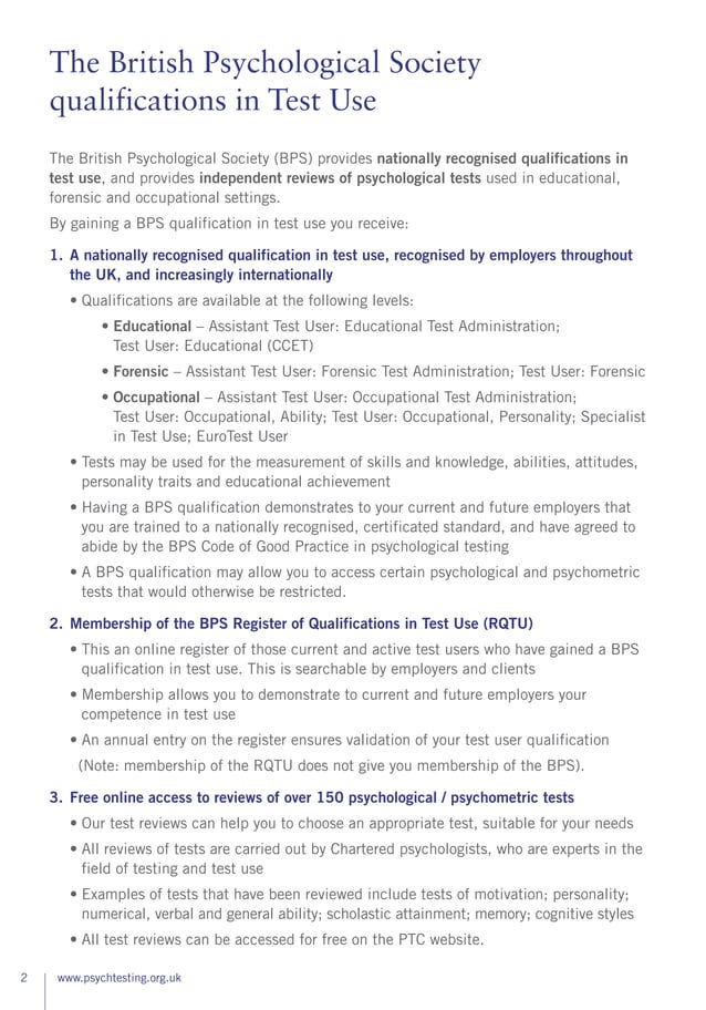 The BPS Qualifications in Test Use_0 | PDF
