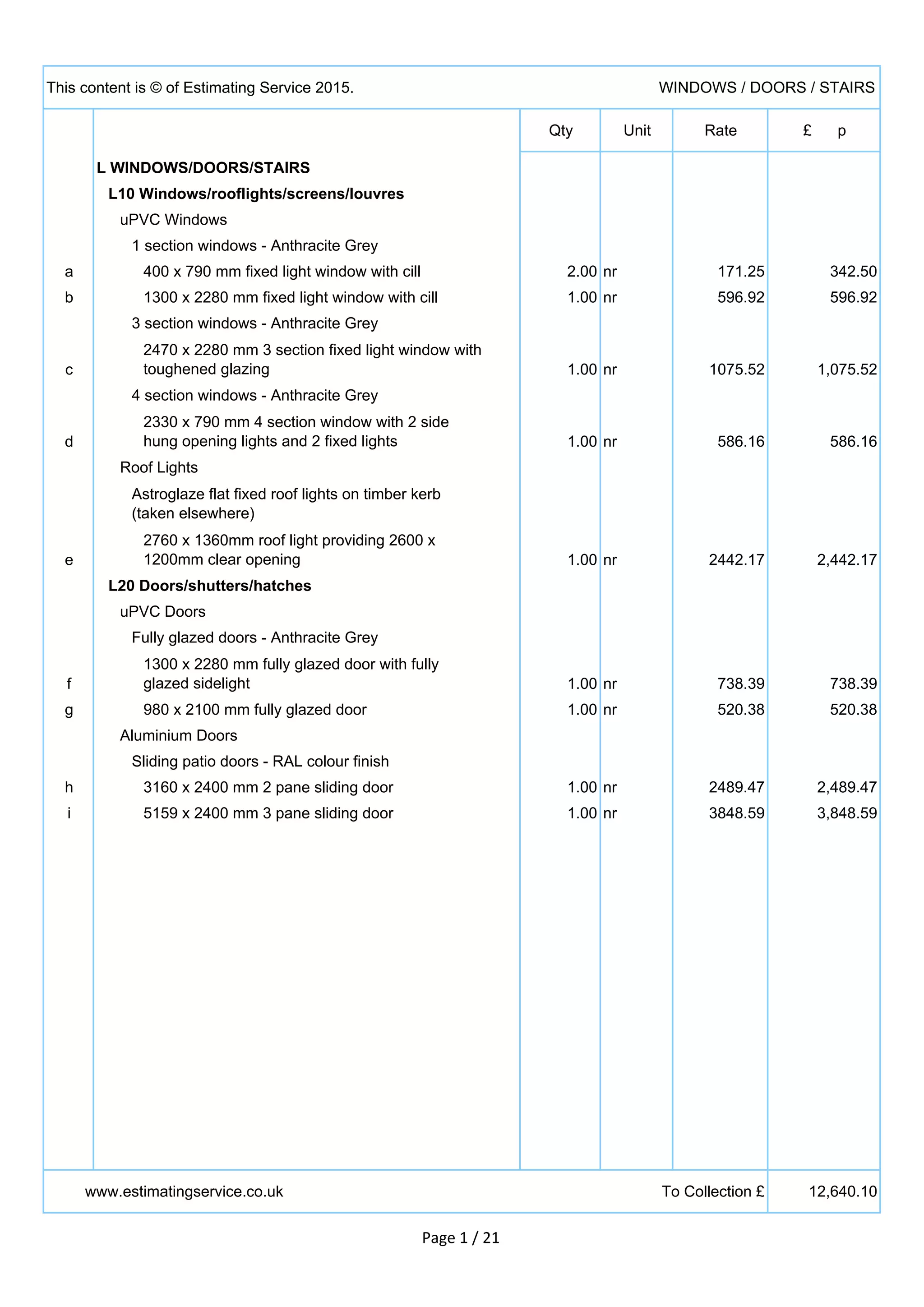 SMM7 Bill of Quantities | PDF