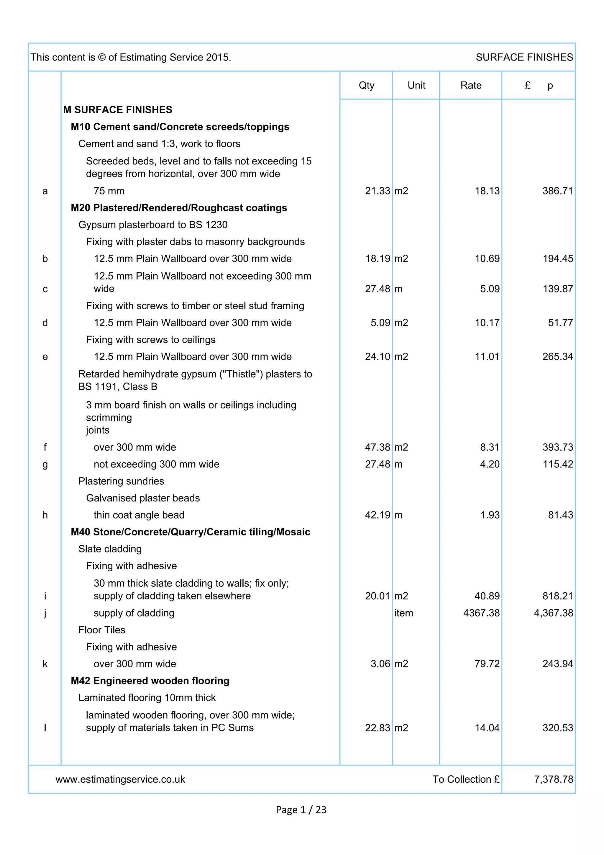 SMM7 Bill of Quantities | PDF