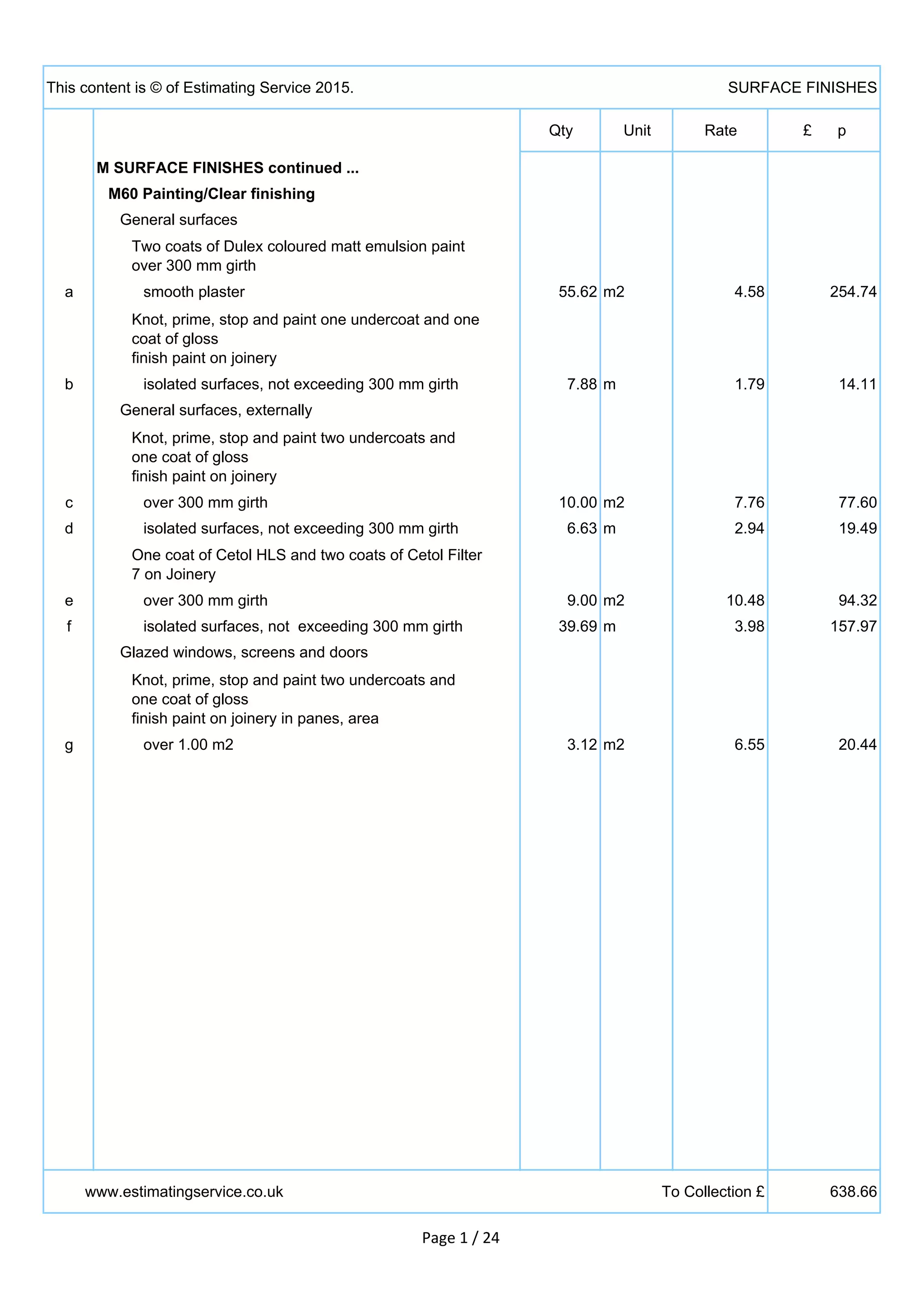 SMM7 Bill of Quantities | PDF