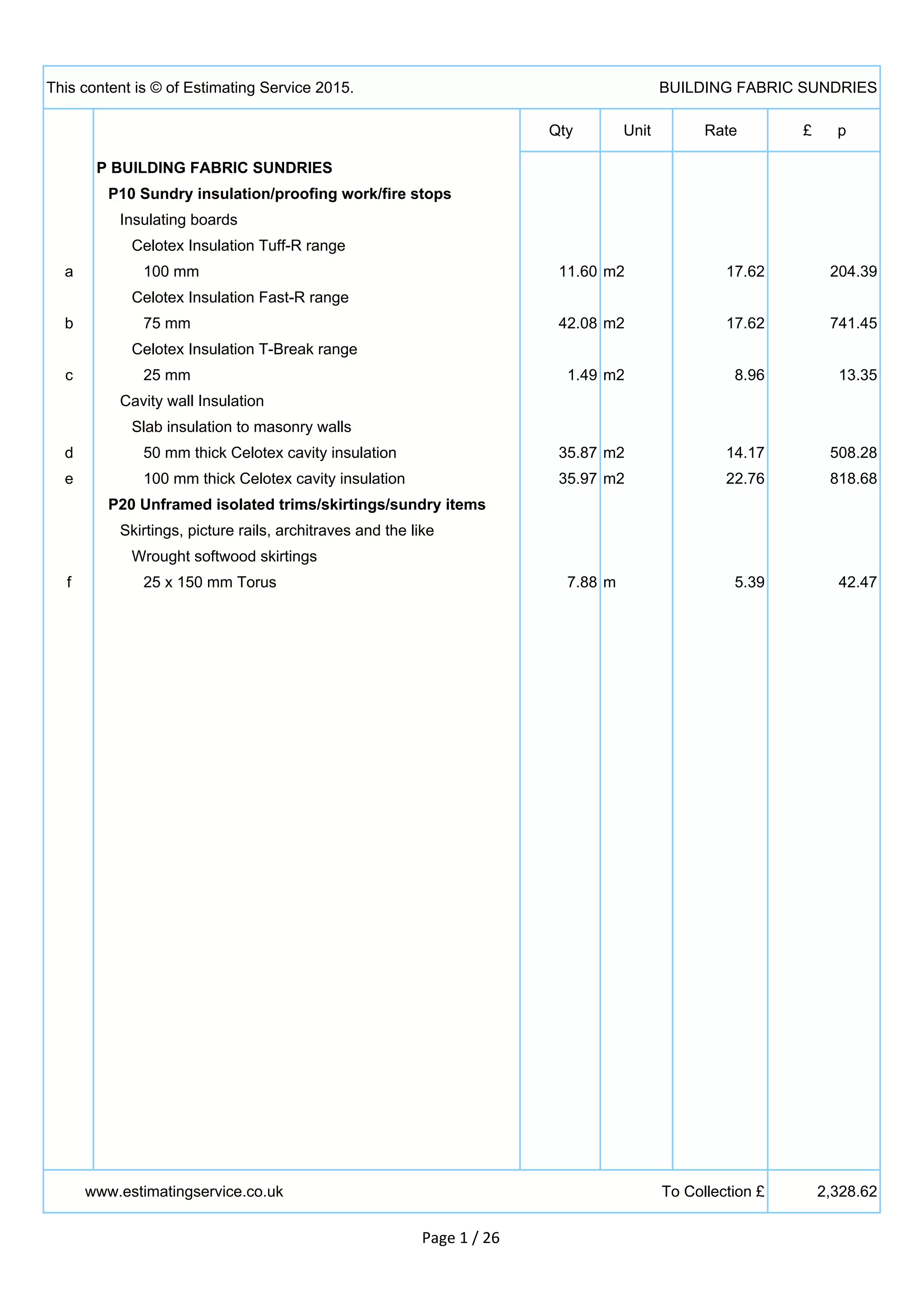 SMM7 Bill of Quantities | PDF