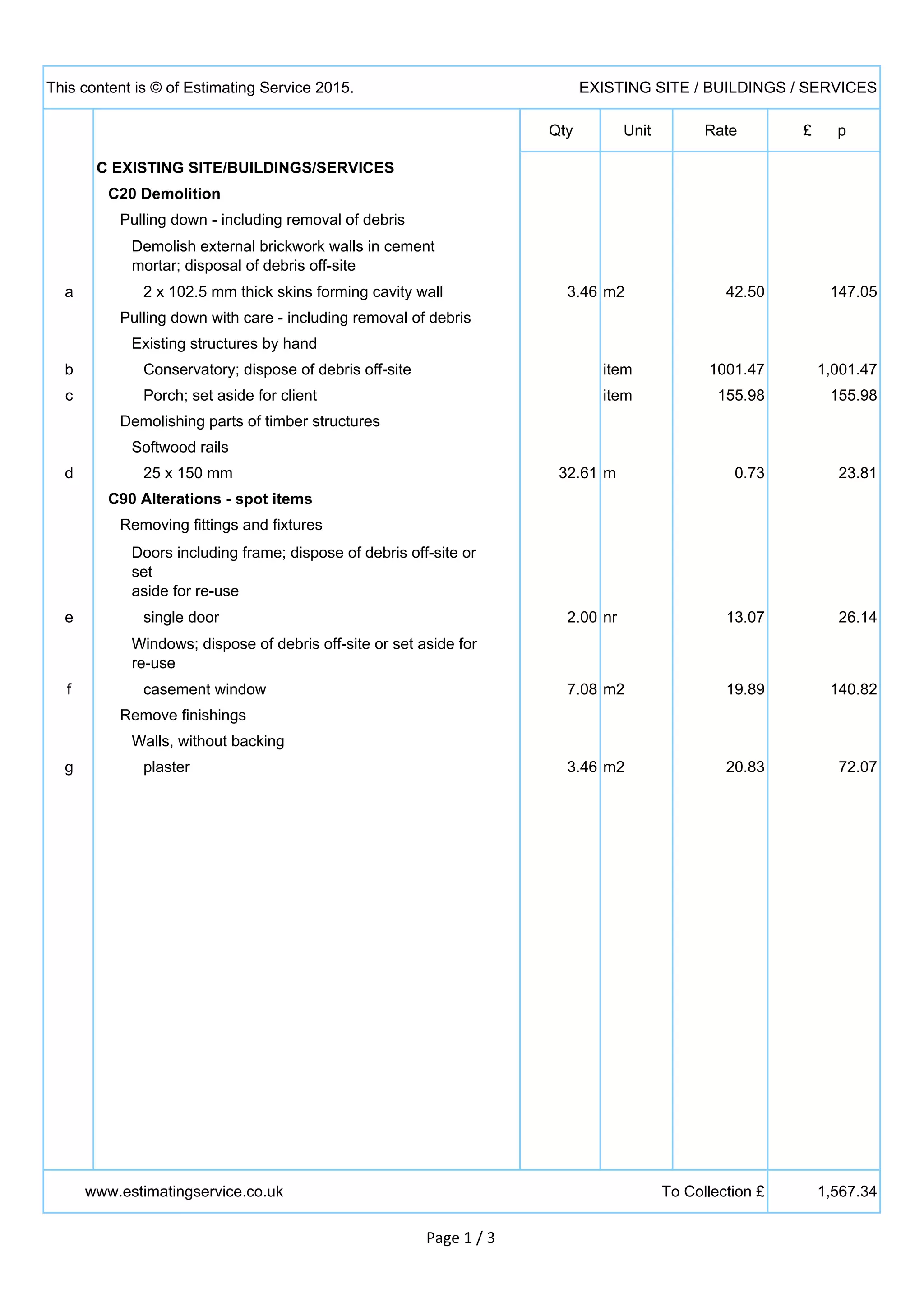 SMM7 Bill of Quantities | PDF