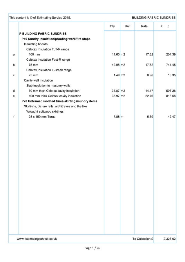 SMM7 Bill of Quantities | PDF