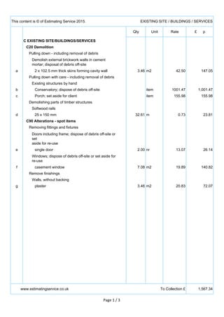 SMM7 Bill of Quantities | PDF