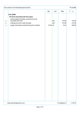 SMM7 Bill of Quantities | PDF