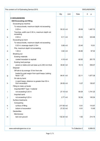 SMM7 Bill of Quantities | PDF