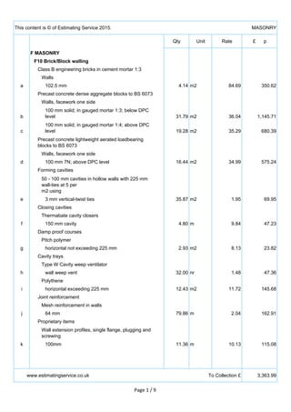 SMM7 Bill of Quantities | PDF