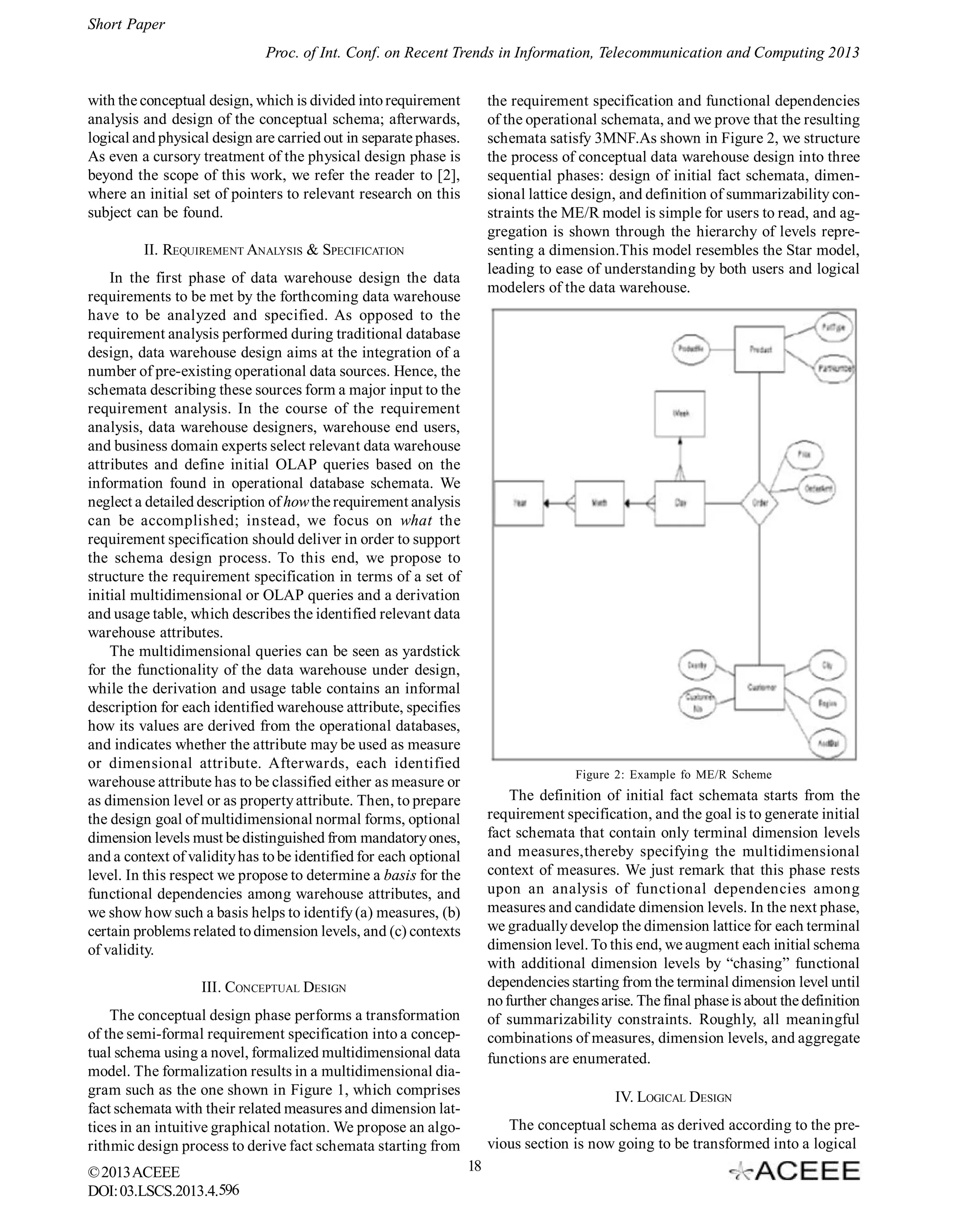 ME/R model: A New approach of Data Warehouse Schema Design | PDF