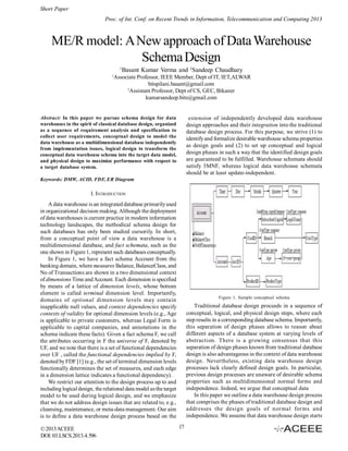 ME/R model: A New approach of Data Warehouse Schema Design | PDF